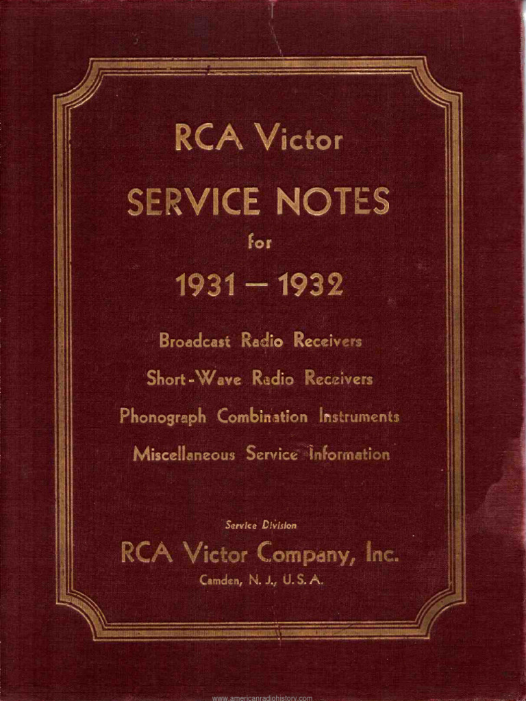 RCA Victor Service Notes 1931 1932 | Download Free PDF | Antenna (Radio ...