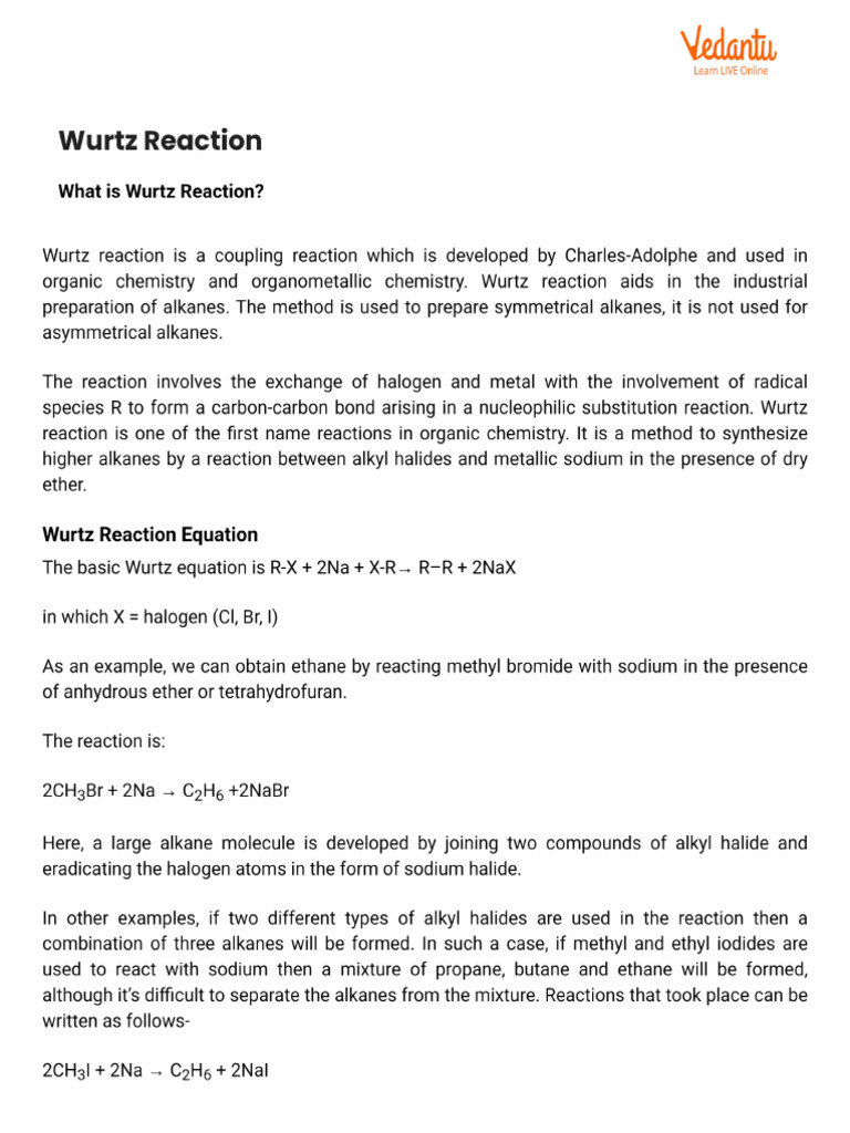 Wurtz Reaction | PDF