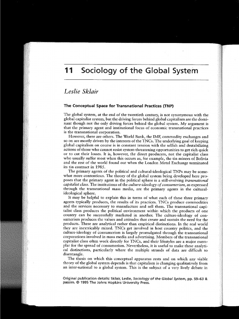 Sklair, Sociology of The Global System | PDF