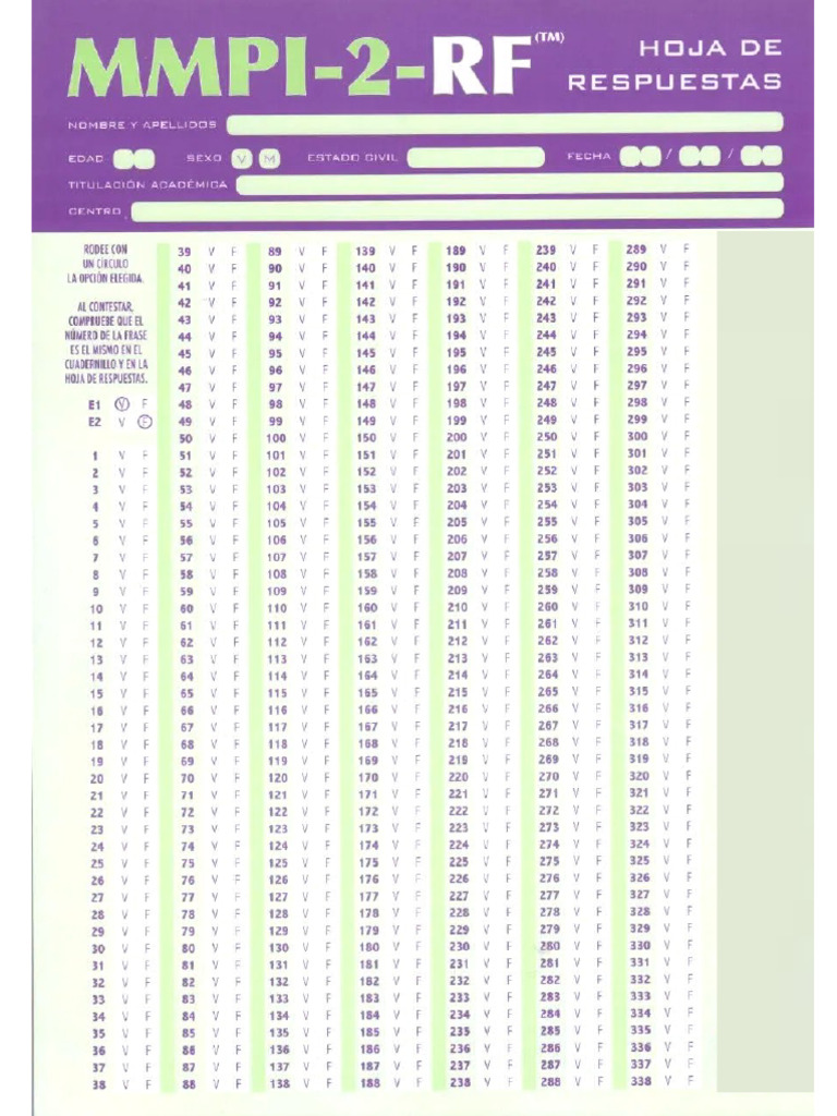 MMPI 2 - para Aplicar | PDF