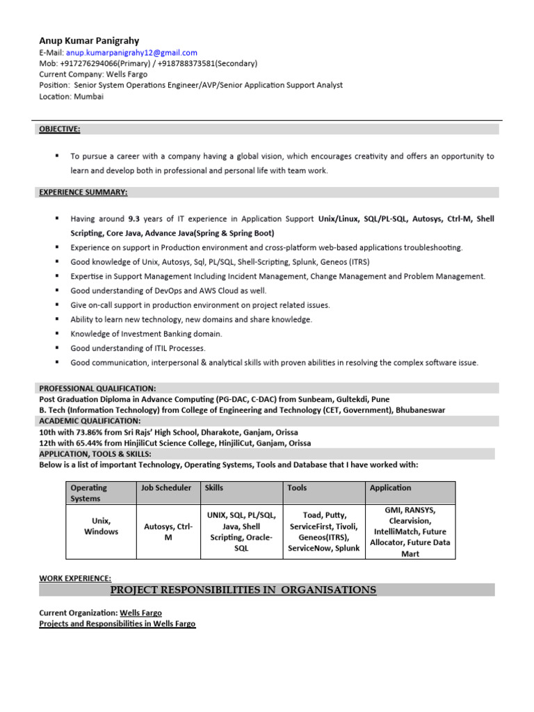 Anup's Resume | PDF | Barclays | Jp Morgan Chase