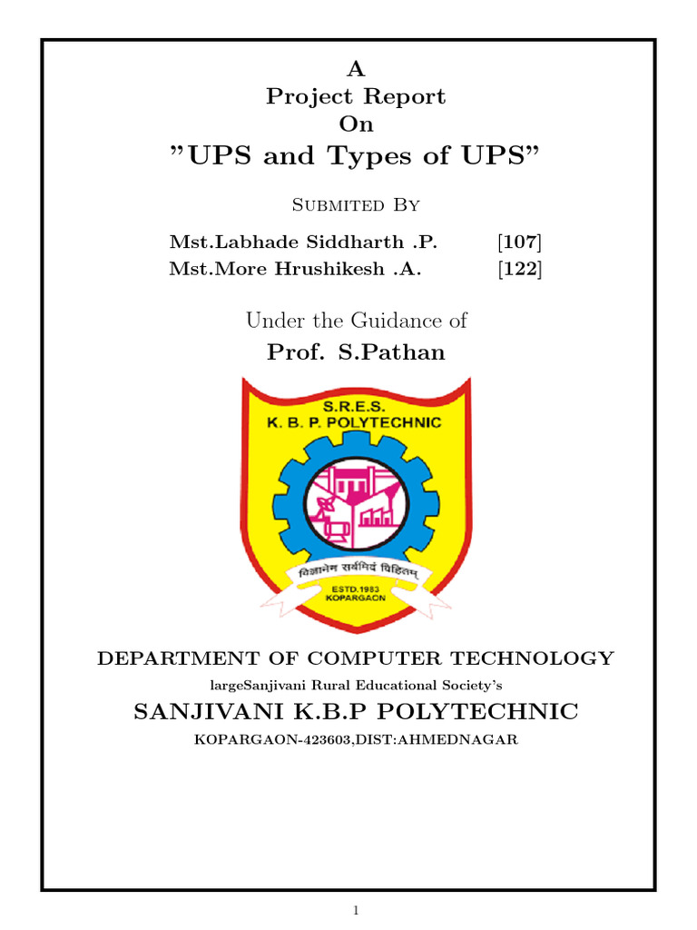 "UPS and Types of UPS": A Project Report On | PDF | Power Inverter ...