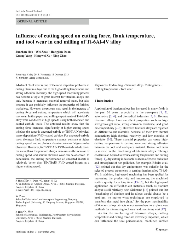 2013 - Influence of Cutting Speed On Cutting Force, Flank Temperature ...