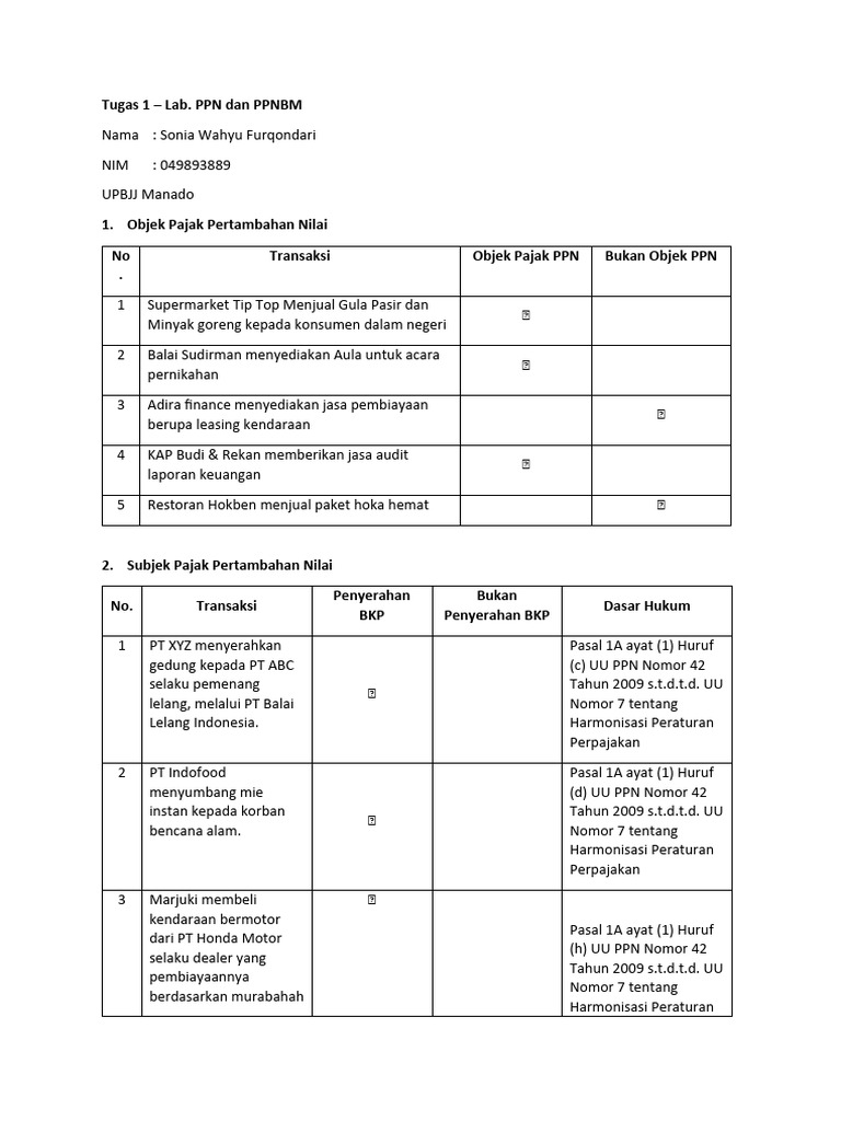 Ocha - Tugas 1 - Lab PPN Dan PPNBM | PDF
