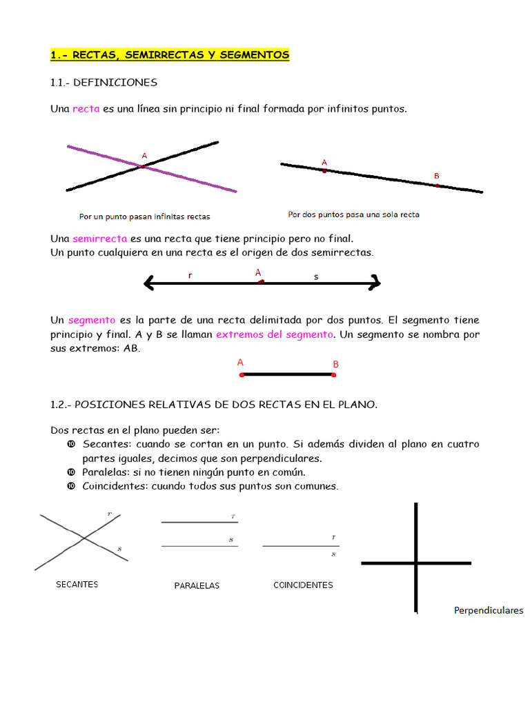 Rectas, Semirrectas y Segmentos | PDF