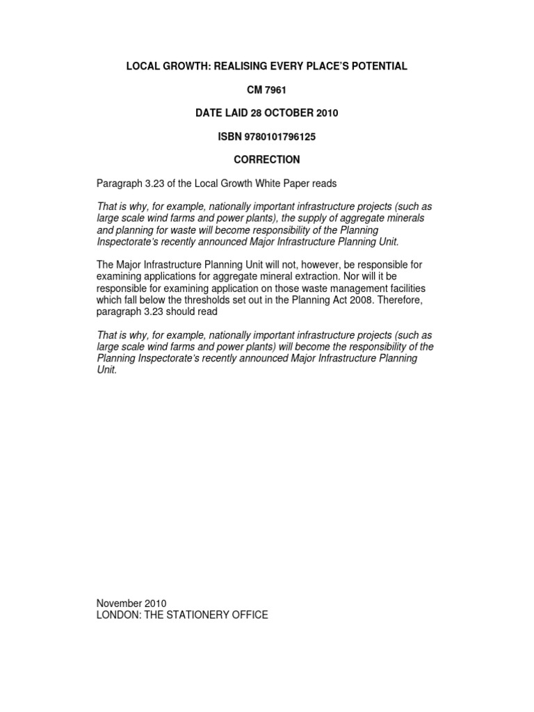 Cm7961 Local Growth White Paper - UK GOV White Paper | PDF | Economic ...