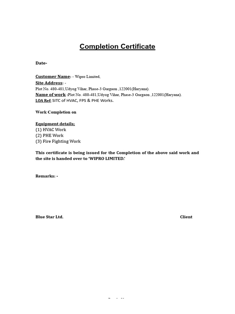 Wipro Completion Certificate | PDF