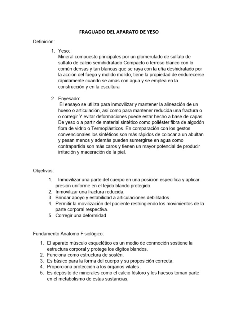 Fraguado y Cuidado del Yeso | PDF | Articulación | Piel