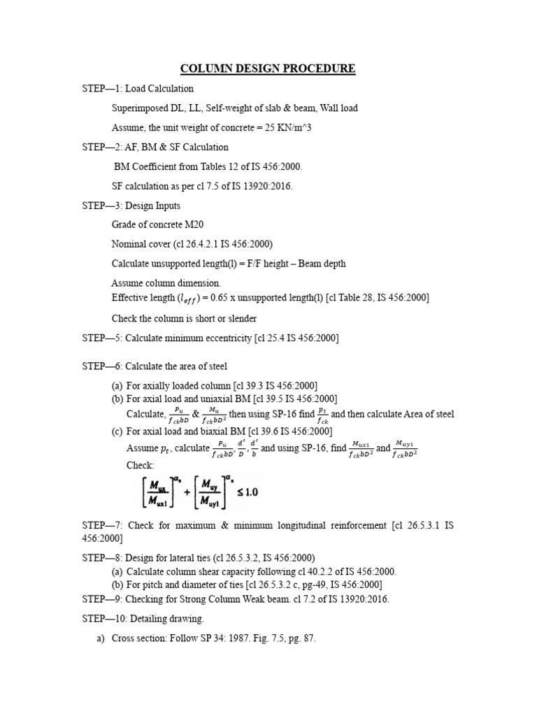 Column Design Procedure | PDF | Technology & Engineering