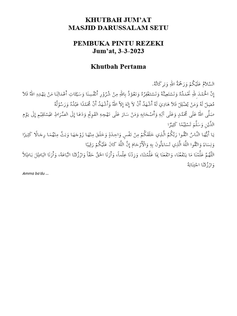 Doa Pembuka Pintu Rezeki dalam Islam | PDF | Agama & Spiritualitas