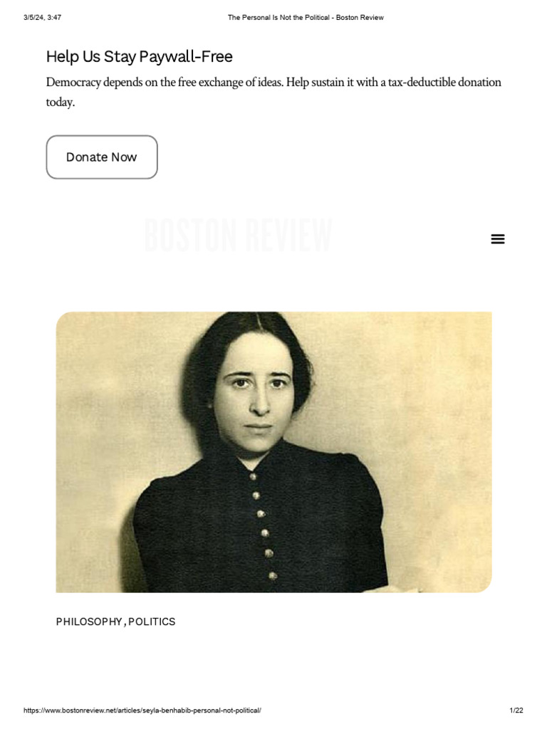 Arendt: Personal vs. Political Insights | PDF | Hannah Arendt | Martin ...