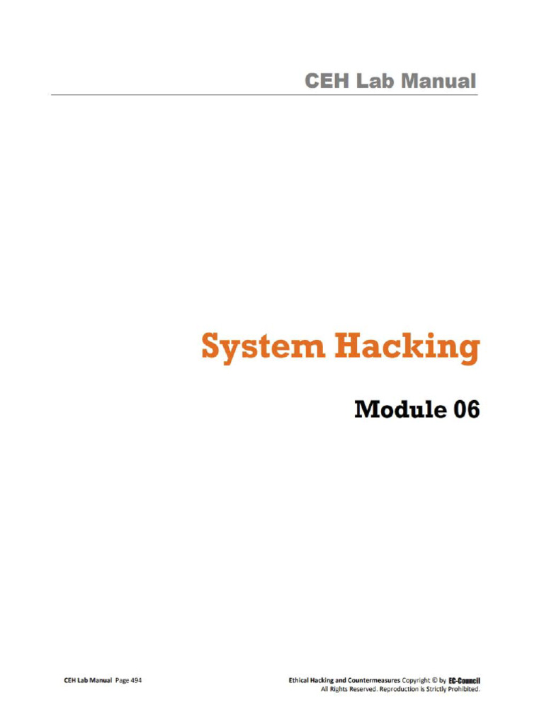 Ceh11 Lab 06 System Hacking Workbook | PDF