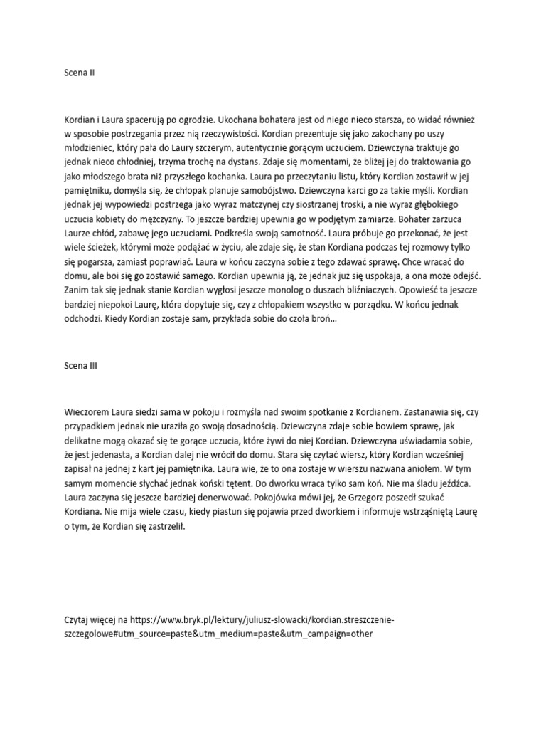 Kordian Akt 1 Scena 2 Scena 3 | PDF