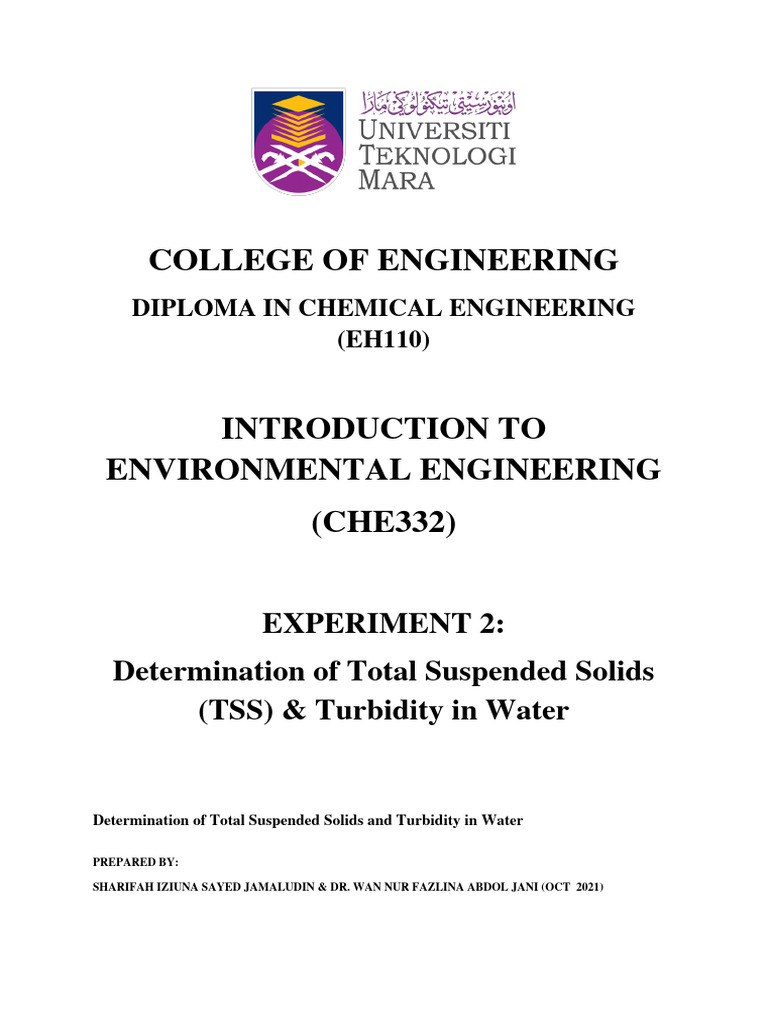 TSS and Turbidity Measurement Procedure | PDF | Filtration | Environmental Engineering