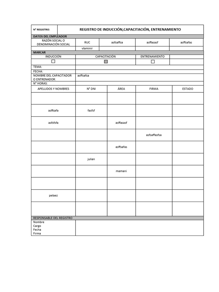 Formato de Registro de Induccion Oks | PDF