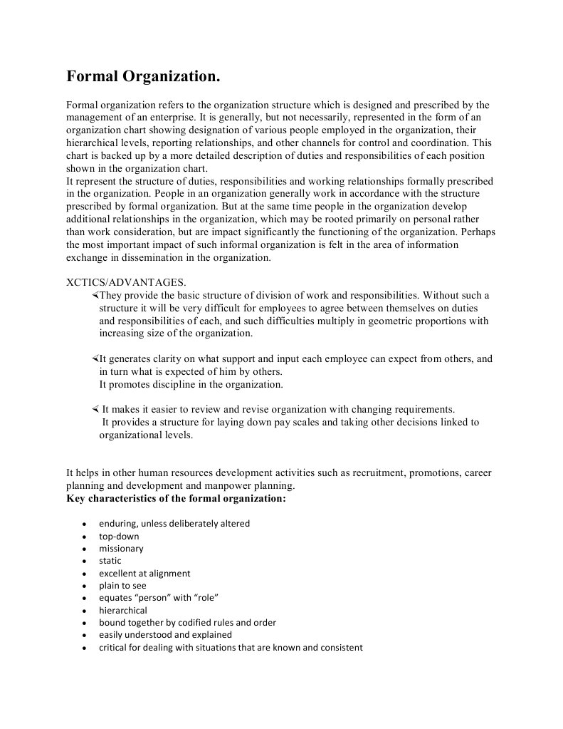 What Are Advantages and Disadvantages of Formal Organization in ...
