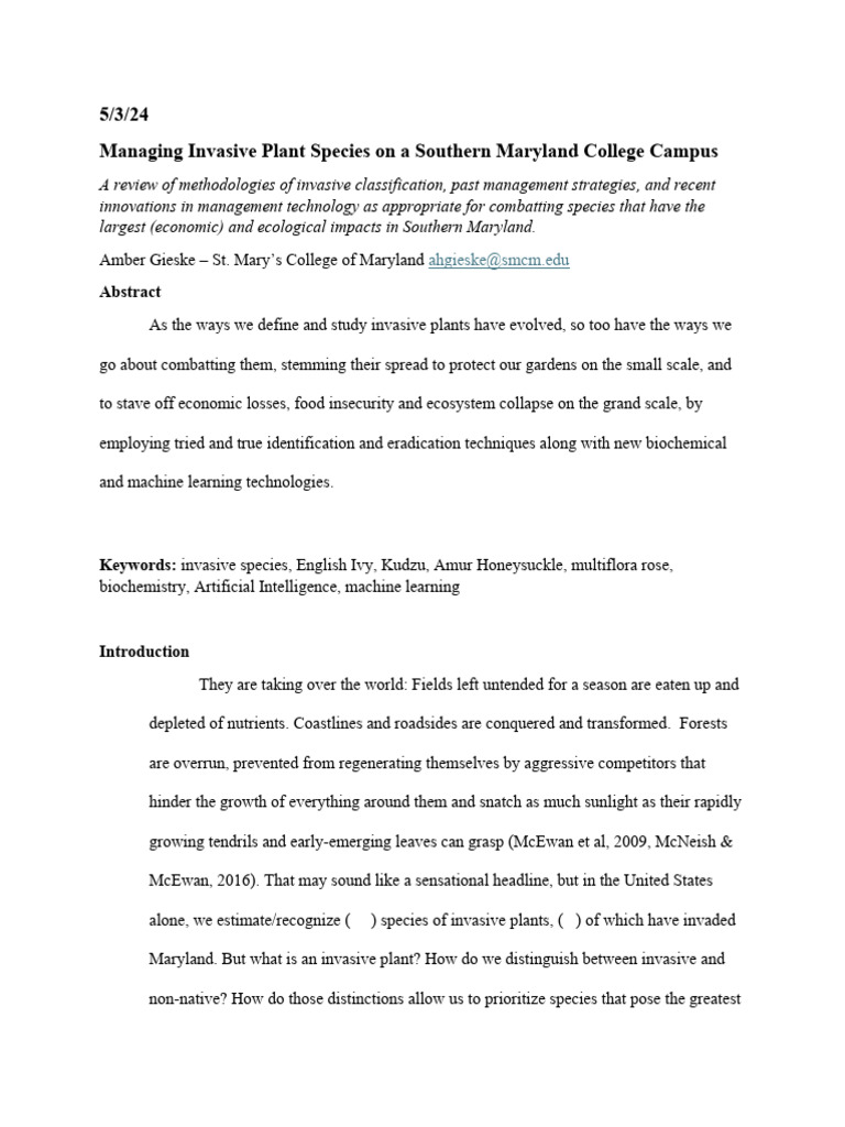 invasive species lit review skeleton | PDF | Invasive Species | Weed