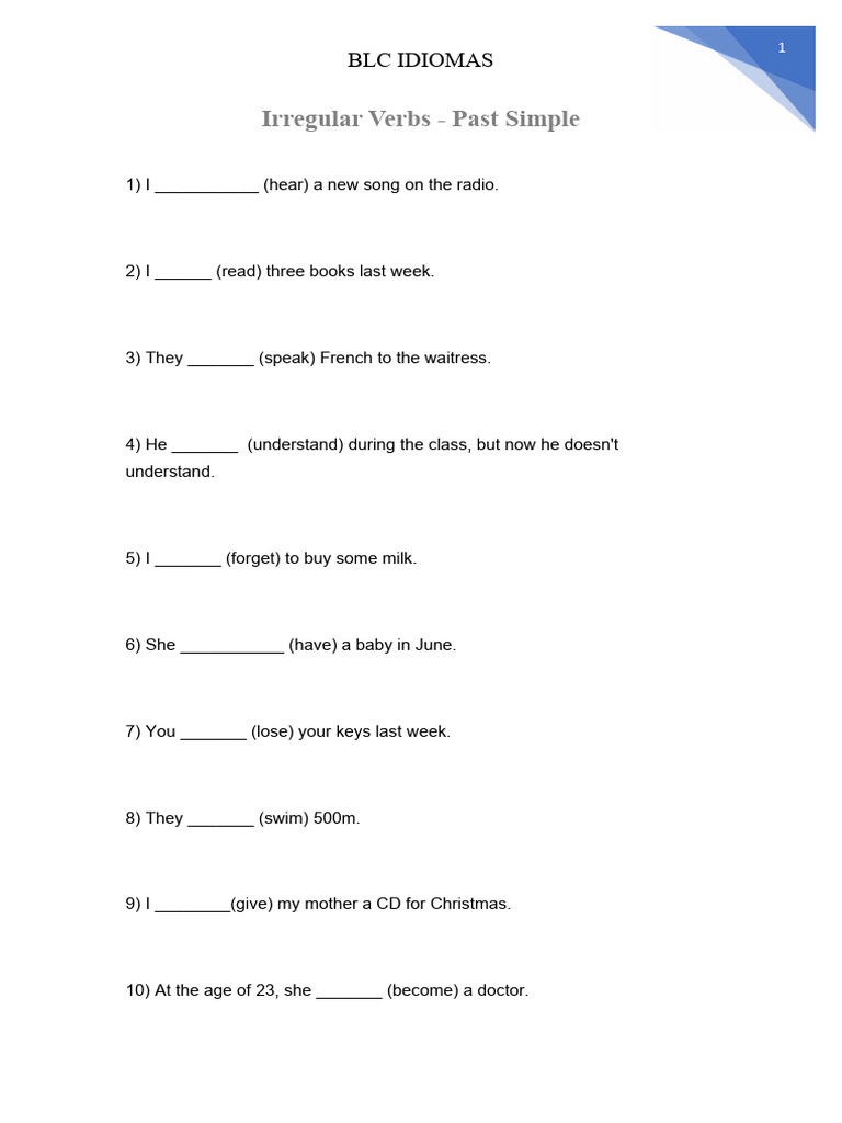 Verbos Irregulares Pdf