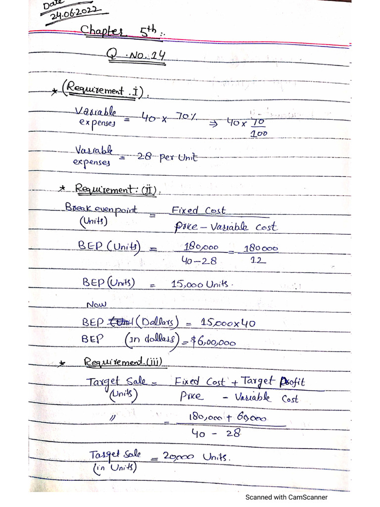 Chap 5 Handouts (Cost Anf Managerial Accounting) | PDF