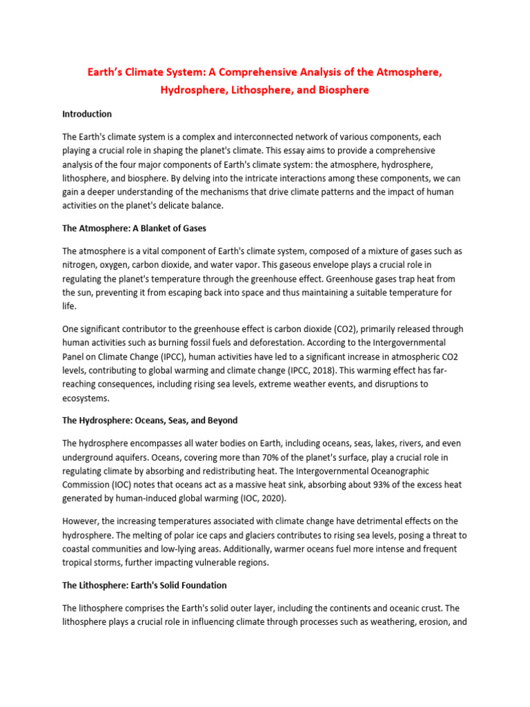 2 1 Earth S Climate System Pdf Climate Change Mitigation Climate