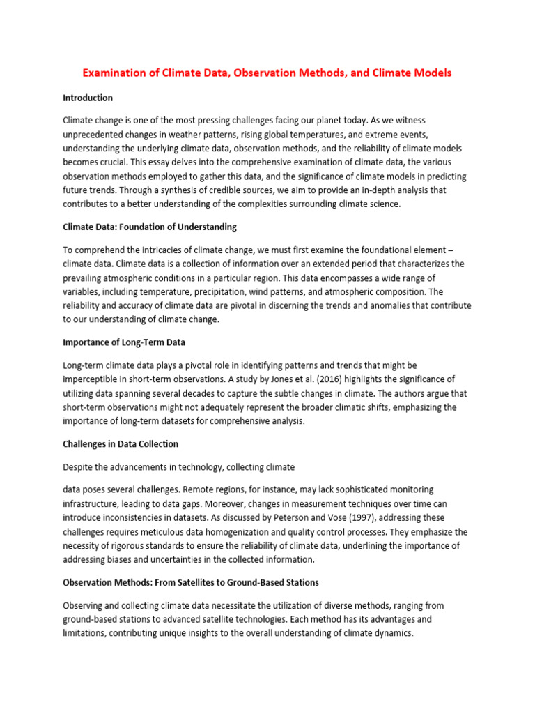 2.3 Examination of Climate Data, Observation Methods, and Climate Models | Download Free PDF ...