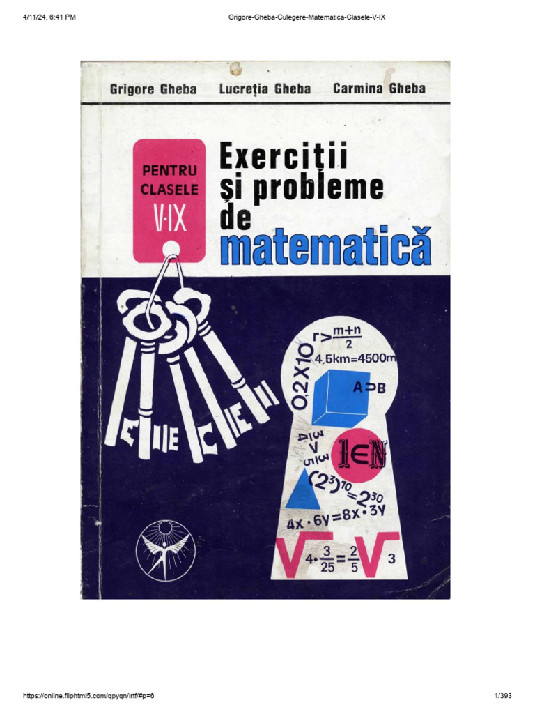 Grigore Gheba Culegere Matematica Clasele V IX | PDF