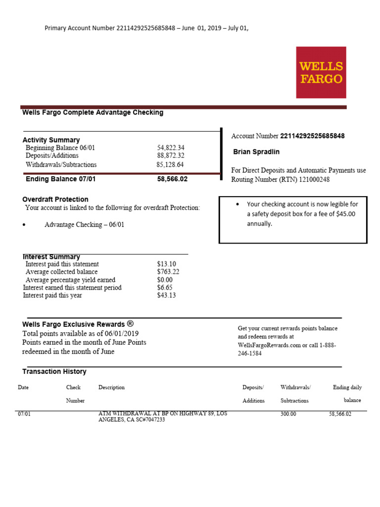 Wells Fargo Complete Advantage Checking | PDF | Overdraft | Transaction Account