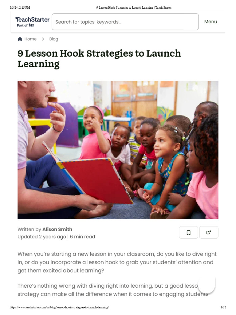 9 Lesson Hook Strategies To Launch Learning Teach Starter | PDF | Lesson Plan | Classroom