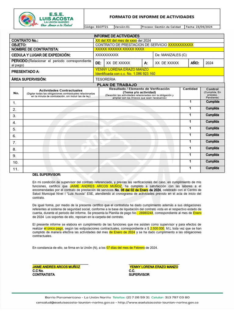 2 infirme actividades | PDF