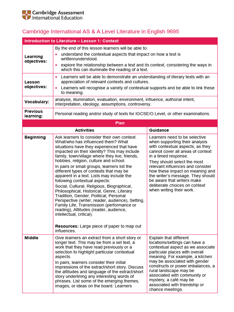 Lesson 1 Context | PDF | Learning | Experience