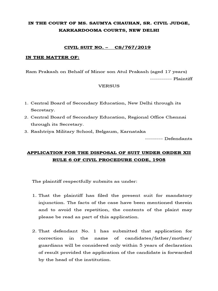 Application Order 12 Rule 6 | PDF | Lawsuit | Justice