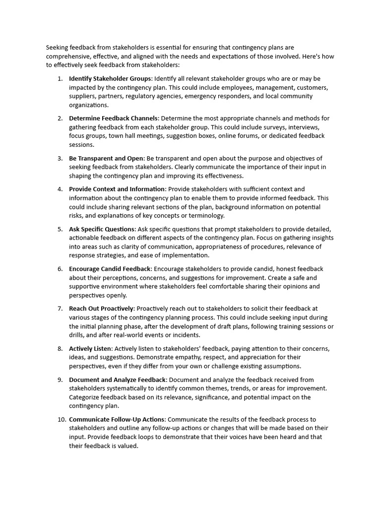 Seeking Feedback From Stakeholders | PDF | Feedback | Communication