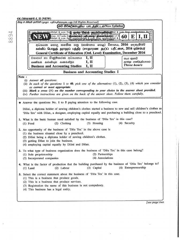 2016-OL-Business-Accounting-Studies-Past-Paper-English-Medium | PDF