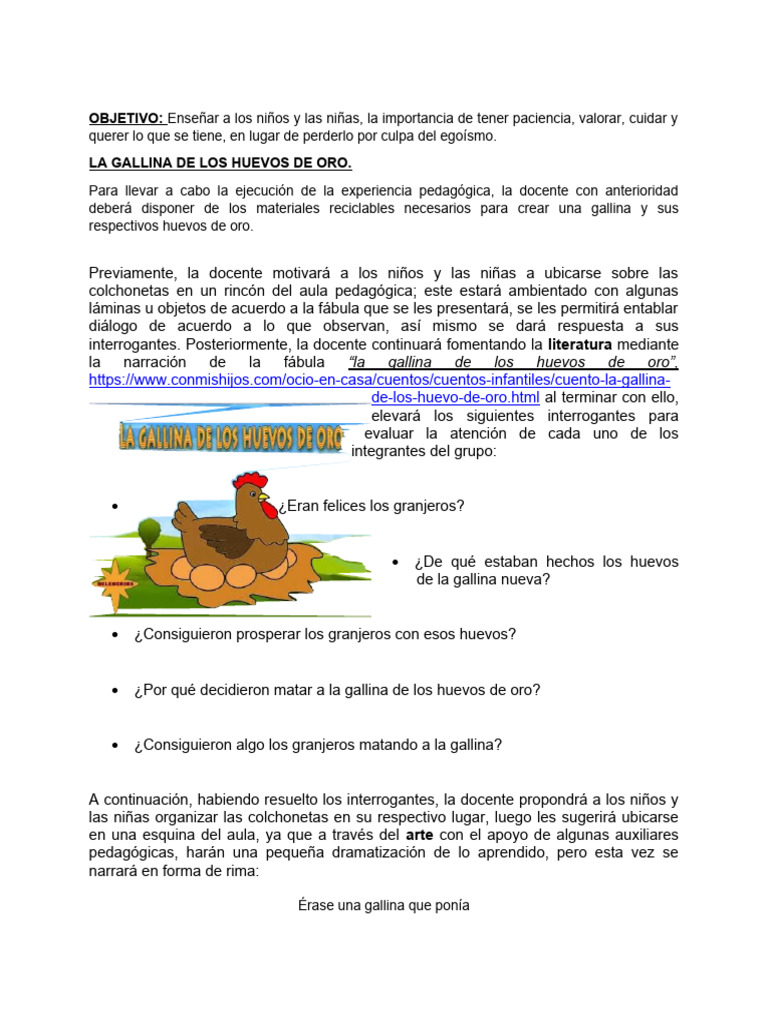 La Gallina de Los Huevos de Oro y Gato Con Botas Consolidado | PDF | Pollo