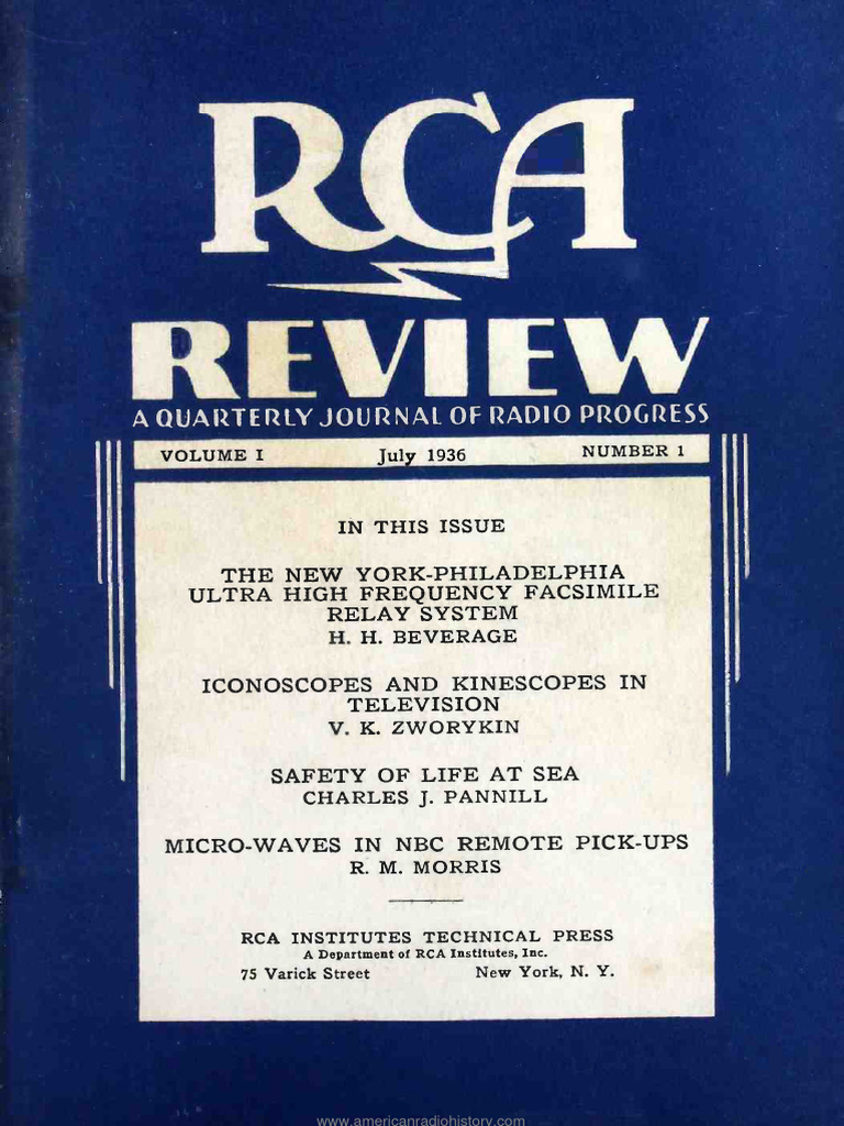 RCA Review 1936 Jul | PDF | Radio | Rca