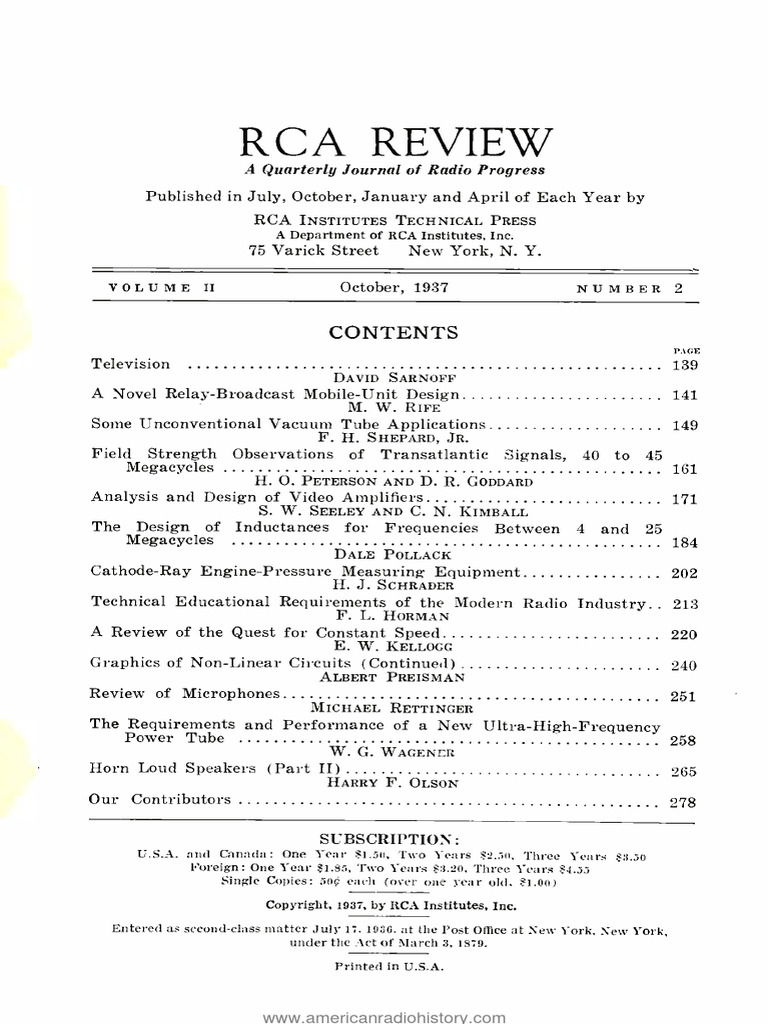 RCA Review 1937 Oct | PDF | Vacuum Tube | Electronic Oscillator