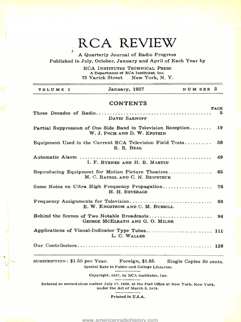 RCA Review 1937 Jan | PDF | Rca | Radio