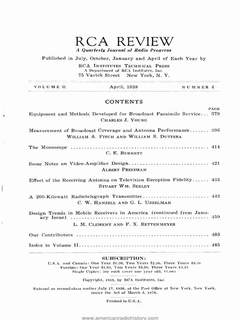 RCA Review 1938 Apr | PDF | Amplifier | Vacuum Tube