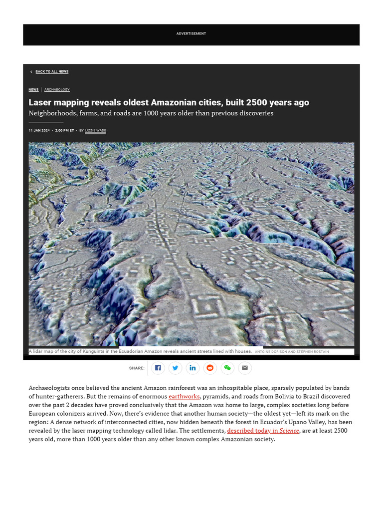 Laser Mapping Reveals Oldest Amazonian Cities, Built 2500 Years Ago ...