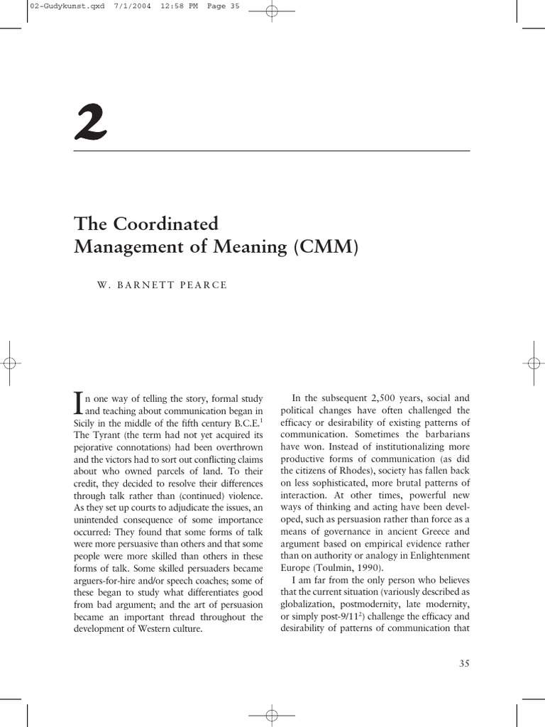 16 The Coordinated Management of Meaning Chapter 2 2004 | PDF
