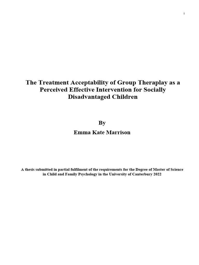 The Treatment Acceptability of Group Theraplay | Download Free PDF ...