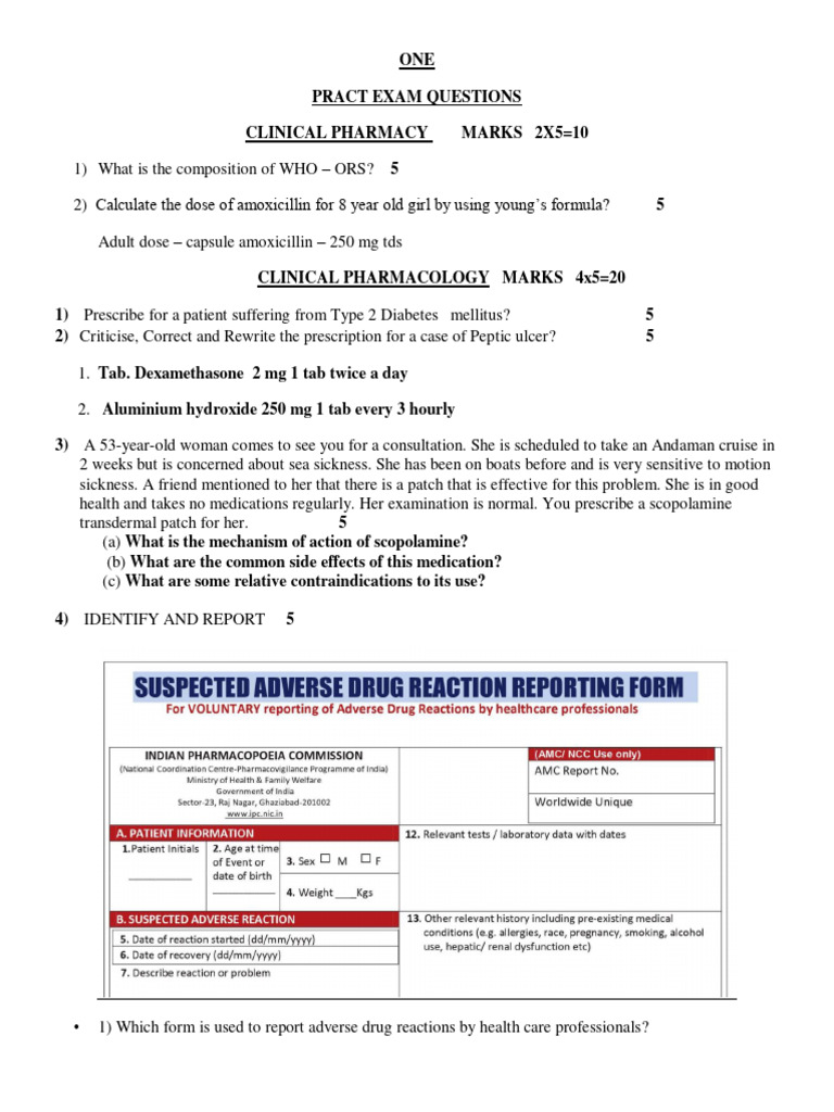 Clinical Pharmacy Exam Questions Guide | PDF | Breast Cancer | Pneumonia