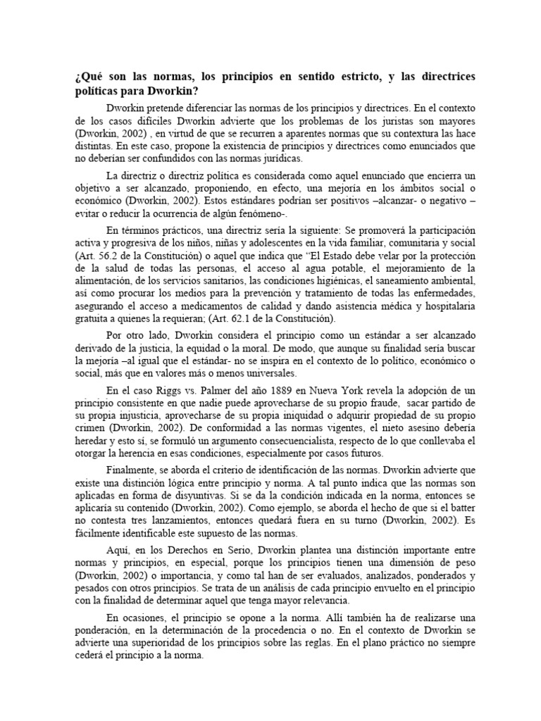 Principios y Directrices en Dworkin | PDF