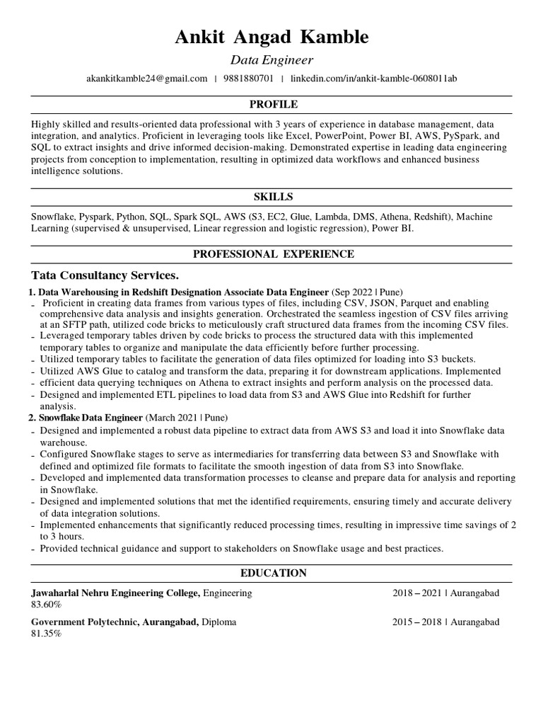 Ankit Resume Data Engineer T | PDF | Computing | Data Management