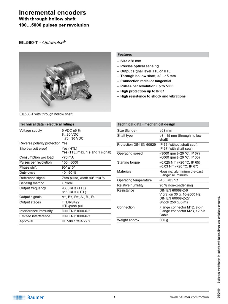 Baumer EIL580 Through Hollow Shaft DS en | PDF | Electrical Engineering ...