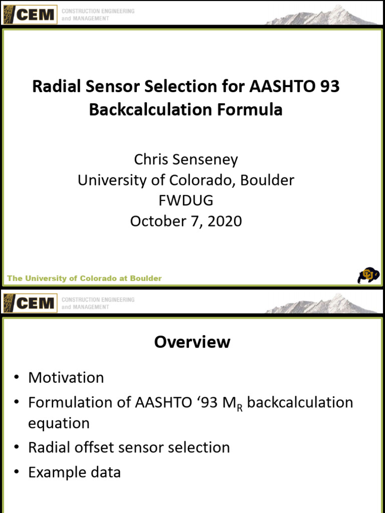 Selection of FWD radial sensor for Backcalculation by Chris Senseney | PDF | Applied And ...