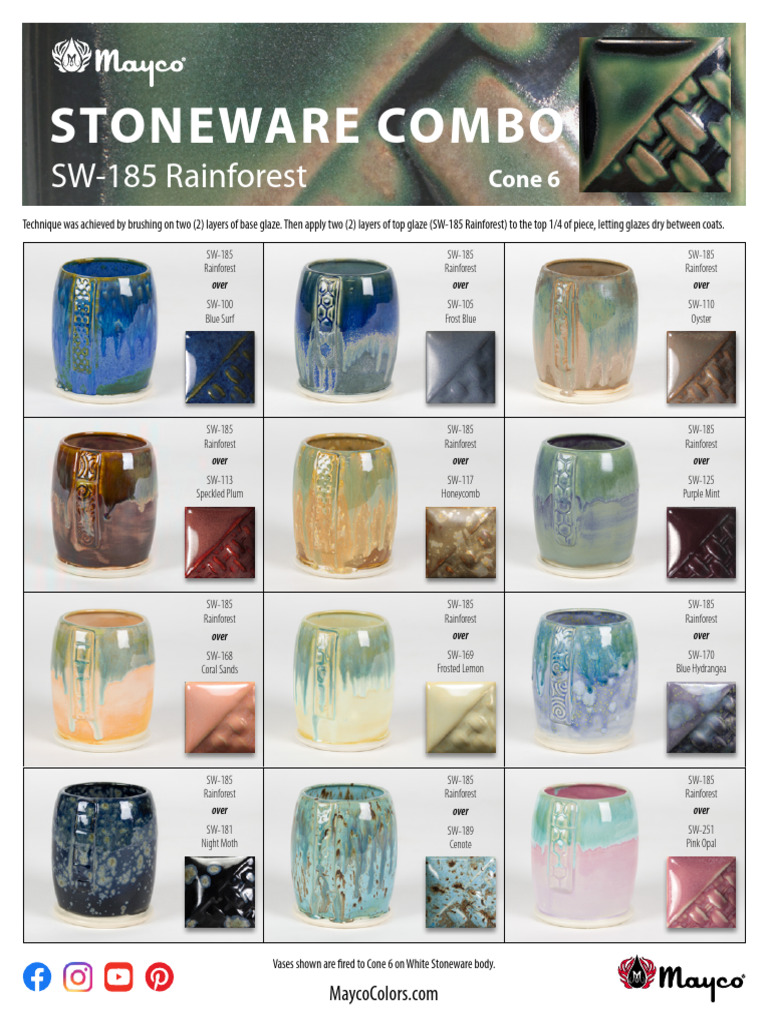 Mayco Rainforest Glaze Combo Sheet | PDF | Decorative Arts | Plastic Arts