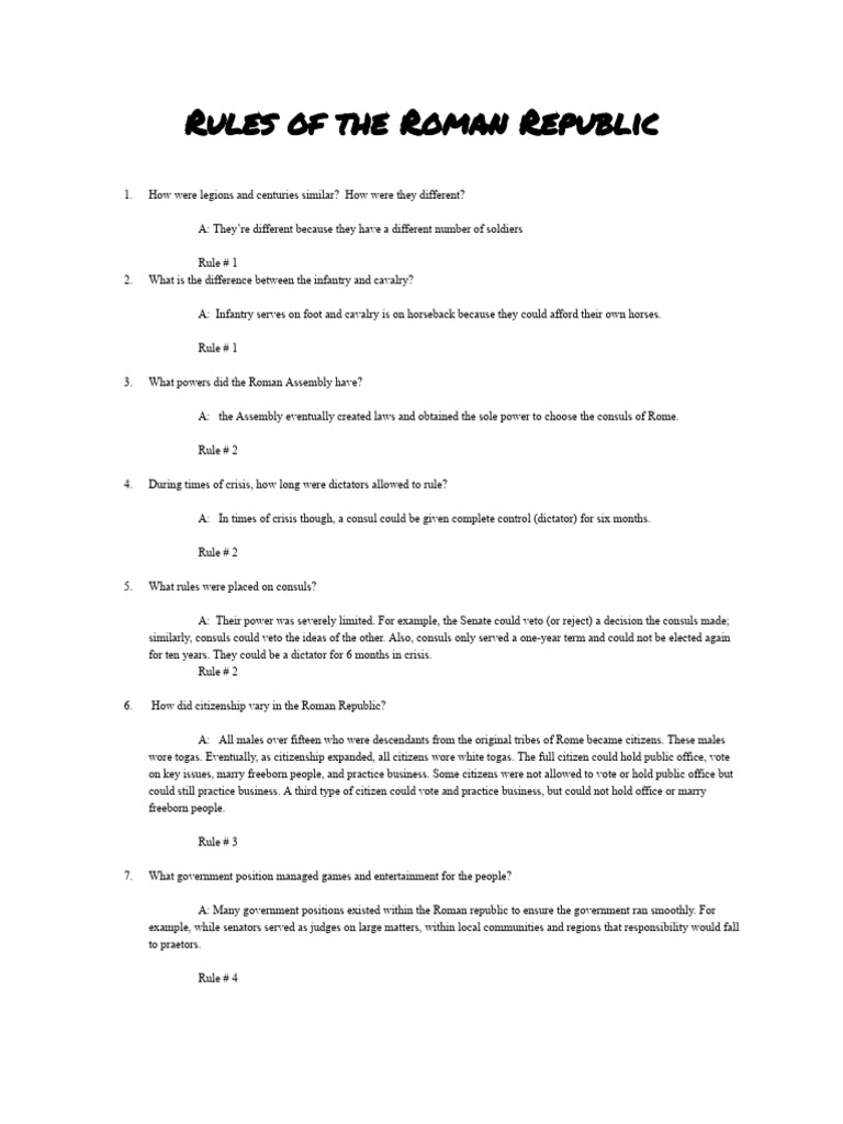 Rules of The Roman Republic | Download Free PDF | Roman Republic ...