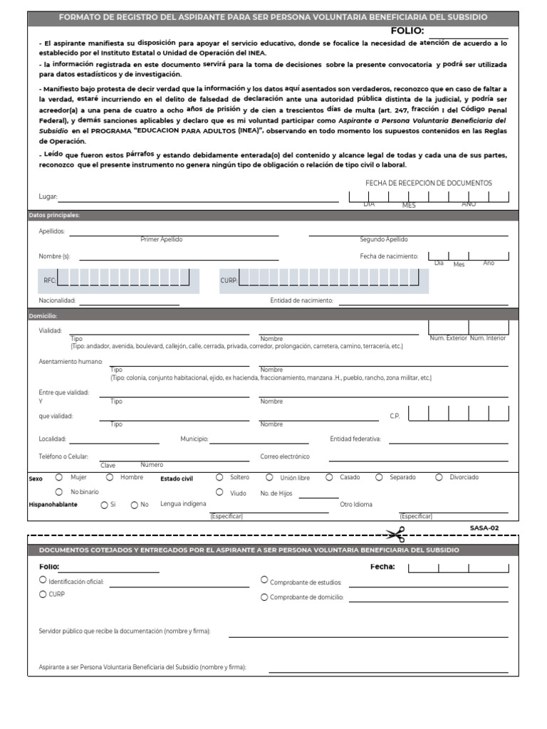 FORMATO DEL ASPIRANTE A PVBS - Anexo 9 ROP 2024 | PDF