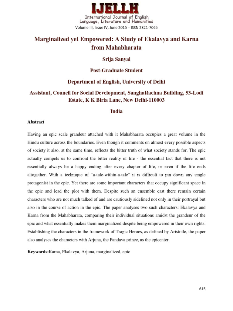 Marginalized Yet Empowered A Study of Ek | PDF | Mahabharata